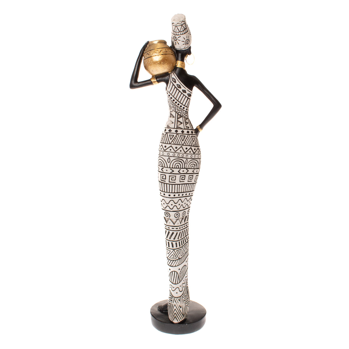 Statueta African Girl 1, Rasina, Negru, 42 cm– Ella Home